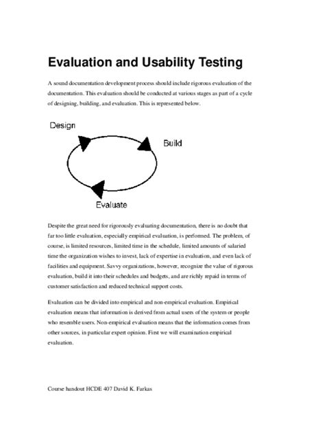 Pdf Evaluation And Usability Testing