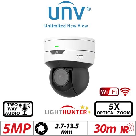 5mp Uniview Lighthunter Wi Fi Ir Network Mini Ptz Dome Camera White 27
