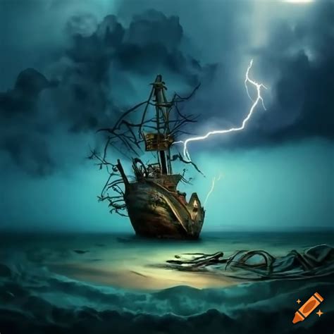 Surreal Steampunk Artwork With Giant Boat And Strange Creatures On Craiyon