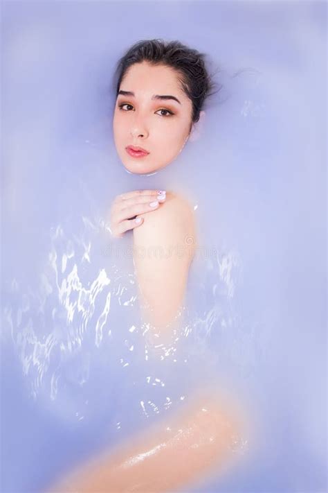 Naked Woman In A Bath With Purp Water Stock Photo Image Of Adult