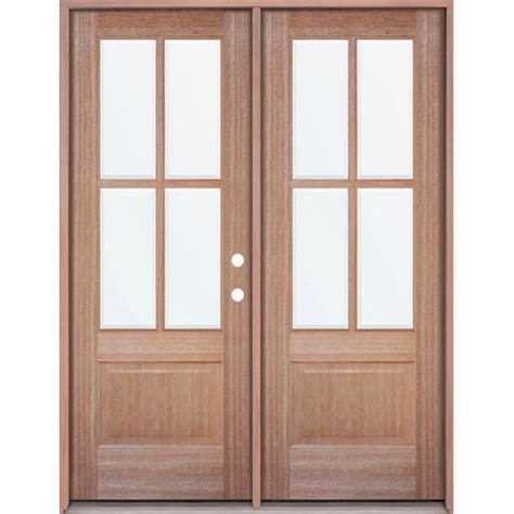 6 Ft X 6 Ft 8 In Mahogany Classic 4 Lite Prehung Exterior Double