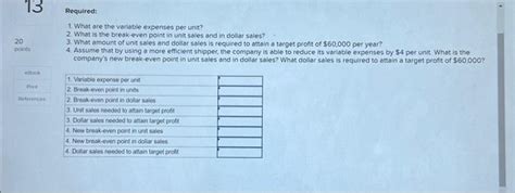 1 What Are The Variable Expenses Per Unit 2 What Chegg Com