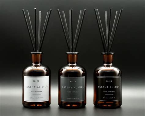 Amber Glass Apothecary Jar Reed Diffuser With White Grey Or Black