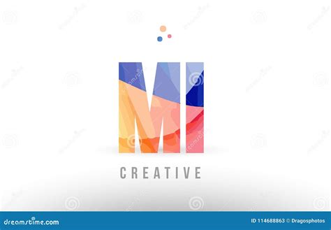 Orange Blue Alphabet Letter Mi M I Logo Icon Design With Dots Cartoon