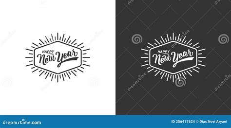 Happy New Year Lettering Text For Greeting Card Holiday Luxury Design