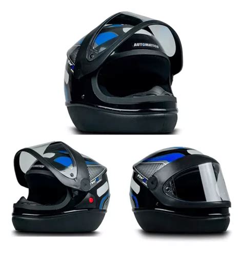 Capacete Autom Tico Preto Azul Modelo San Marino Fw Frete Gr Tis