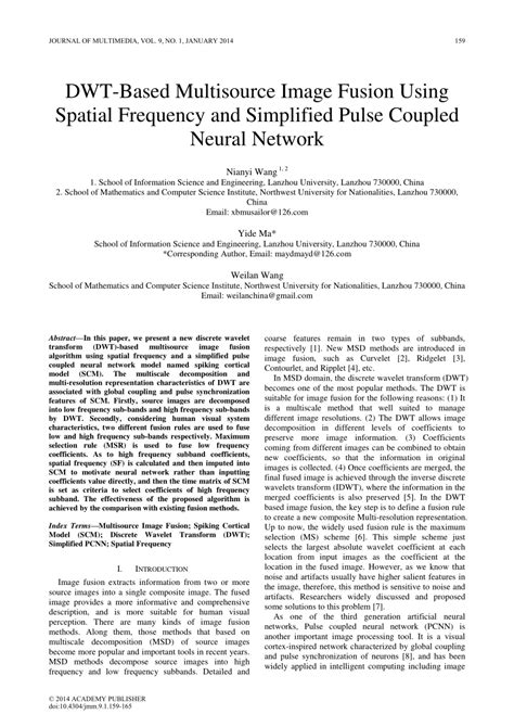 Download Pdf Dwt Based Multisource Image Fusion Using Spatial Frequency And Simplified Pulse