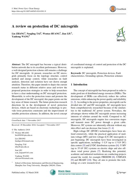 A Review On Protection Of Dc Microgrids Pdf