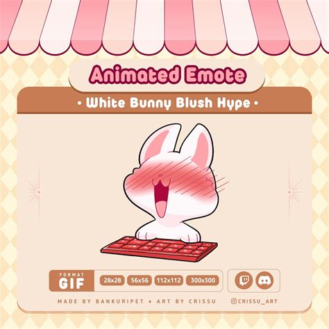 Animated White Bunny Blush Hype Emote Hype Bunny Blushing Bunny