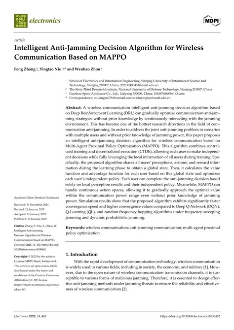 Pdf Intelligent Anti Jamming Decision Algorithm For Wireless Communication Based On Mappo