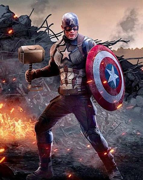 Captain America With Thor Hammer Avengers4 Mjolnir