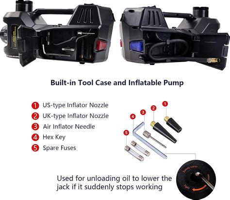 FEANISIFEI Gato eléctrico para automóvil de toneladas V con bomba inflable incorporada gato