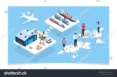 3d Isometric Logistics Delivery Services Concept Stock Vector Royalty