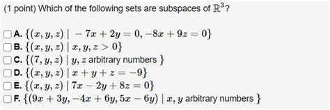 Solved 1 Point Determine Whether The Given Set S Is A
