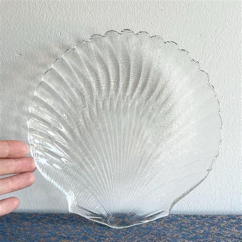 Vintage Glass Seashell Plate Retro Decorative Glassware Shell Shaped