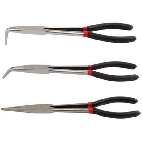 3pcs Multifunctional Steel 11 Inch Long Needle Nose Pliers Curved Nose Pliers Auto Repair Tools