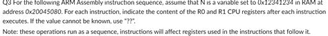 Solved Q For The Following ARM Assembly Instruction Chegg