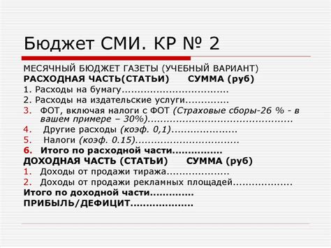 Контрольная работа №2 Вариант расчетов презентация онлайн