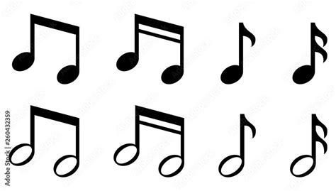 Set Of Simple Music Notes Icons Stock Vector Adobe Stock