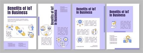 비즈니스 보라색 브로셔 템플릿의 Iot 이점 프리미엄 벡터