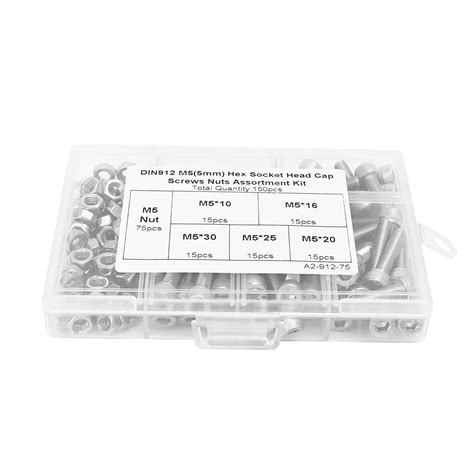 Kit De 150 Vis Et écrous à Six Pans Creux En Acier Inoxydable 304 Kit Dassortiment De Vis Et D