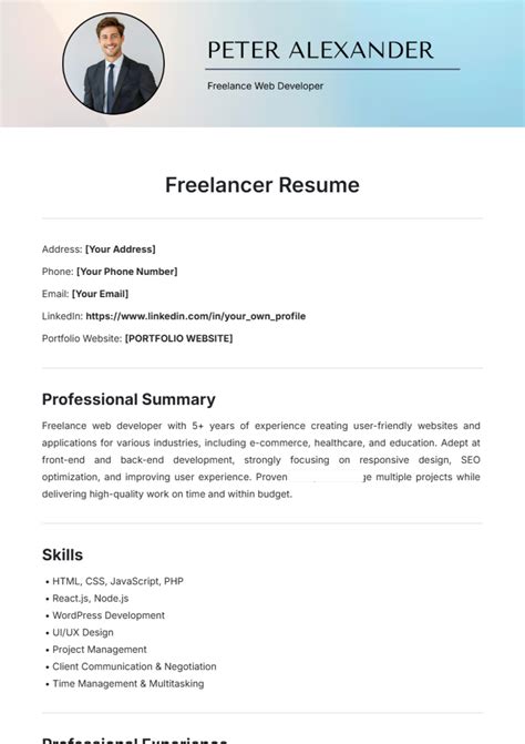 Free Freelancer Resume Templates To Edit Online And Download
