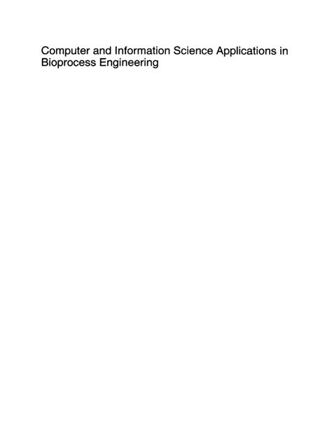 Computer And Information Science Applications In Bioprocess Engineering