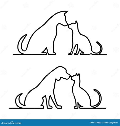 Perro Y Gato Silhouette Ilustración Del Vector Ilustración De Standing