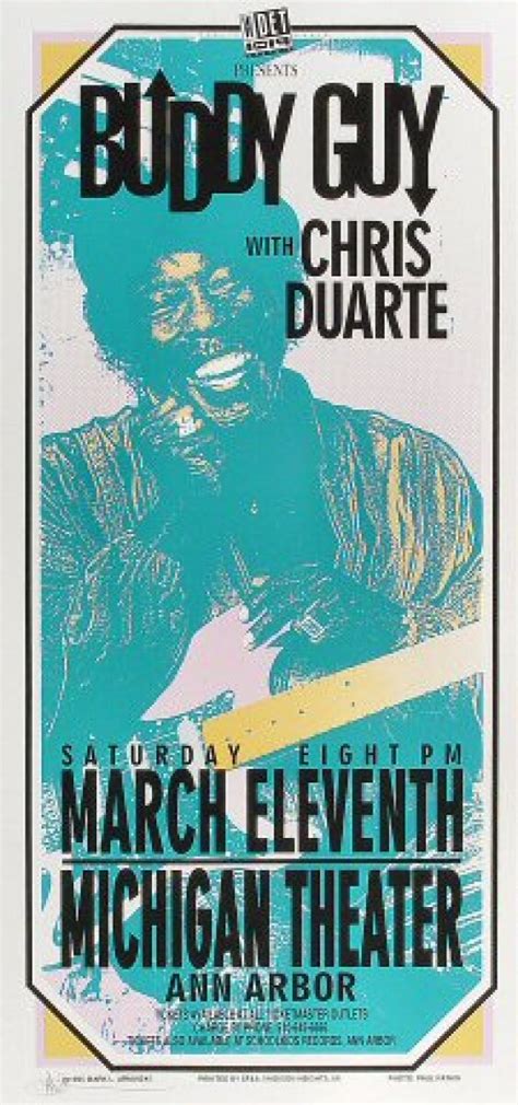 Buddy Guy Vintage Concert Silkscreen From Michigan Theatre Mar 11