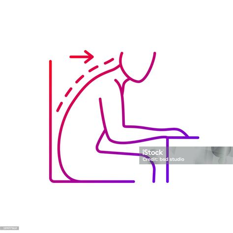 전방 기울어진 앉는 위치 그라데이션 선형 벡터 아이콘 개념에 대한 스톡 벡터 아트 및 기타 이미지 개념 건강관리와 의술