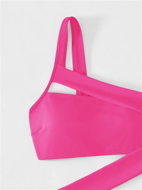 Cut Out One Shoulder One Piece Swimsuit Shein Usa