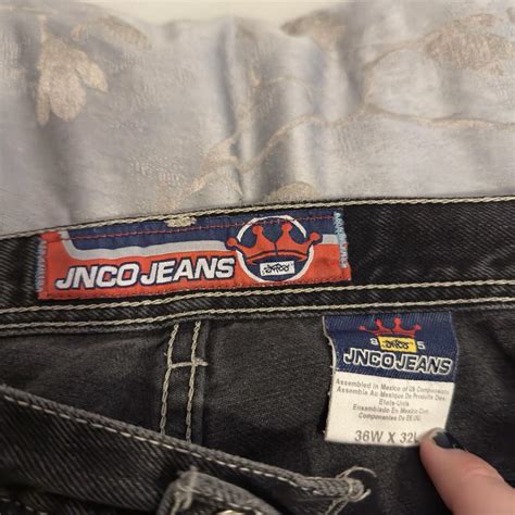 Jnco Jeans Big Crown Side Stripe Black Wide Leg 90s Depop