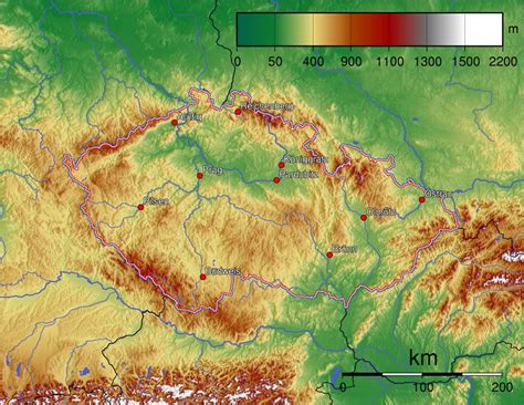 Detailed Physical Map Of Czech Republic Czech Republic Europe