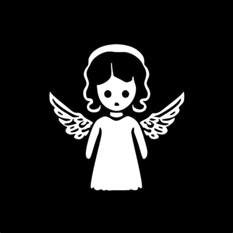 천사 검은색과 ⁇ 색 격리된 아이콘 ⁇ 터 ⁇ 화 프리미엄 벡터