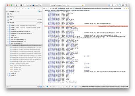 Ios WebCore Worker EXC BAD ACCESS When Connecting Safari Debugger