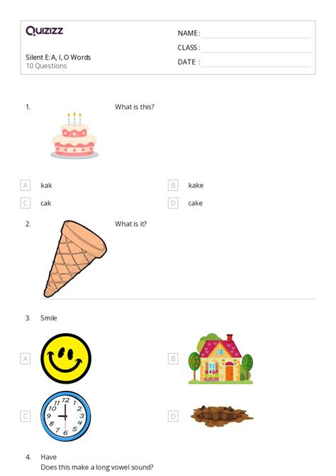 50 Silent E Worksheets For Kindergarten On Quizizz Free And Printable