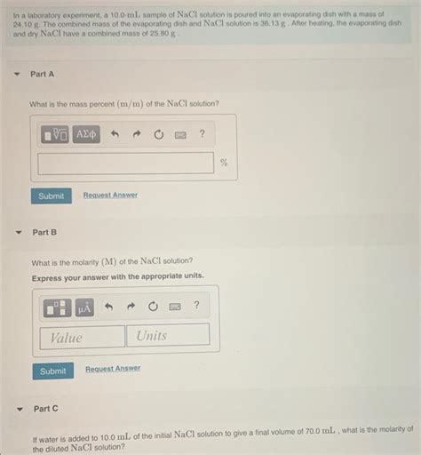 Solved In A Laboratory Experiment A Ml Sample Of NaCl Chegg