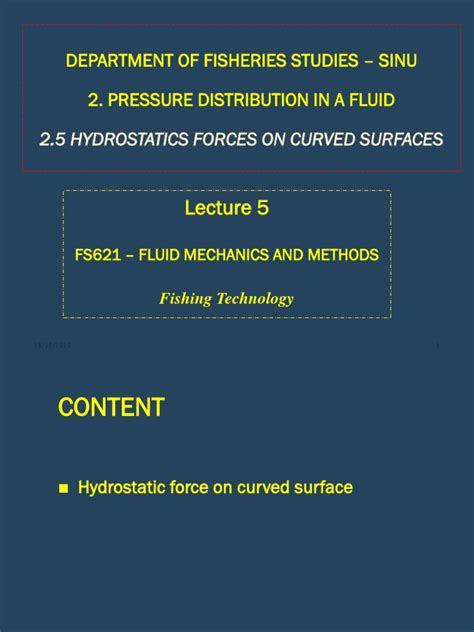 Lecture 5 Hydrostatic Forces On Curved Surfaces Pdf Pdf Area Force