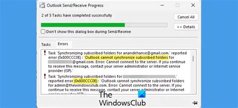Error X CCC E Outlook Cannot Synchronize Subscribed Folders