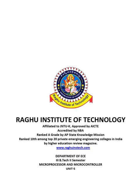 Raghu Institute Of Technology Unit 5 Pdf Microcontroller