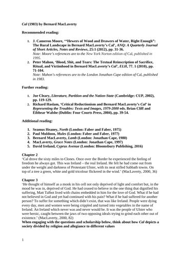 Bernard Maclavertys Cal Teaching Resources