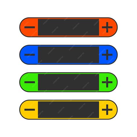 Premium Vector Four Colors Volume Buttons Set Plus And Minus Ui Ux