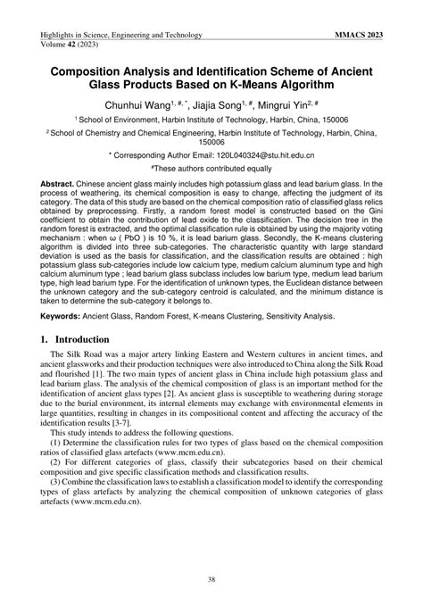 Pdf Composition Analysis And Identification Scheme Of Ancient Glass Products Based On K Means