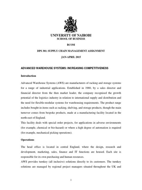 Dps 301 Assignment Jan April 2015 Pdf Pdf Warehouse Logistics