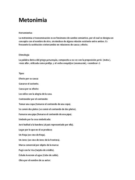 Metonimia Pdf Ciencia Cognitiva Semiótica