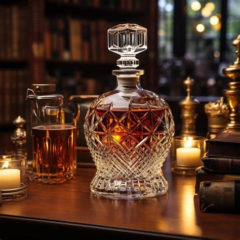Premium Ai Image A Bottle Of Whiskey Sits On A Table Next To A Glass