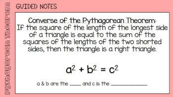 Converse Of The Pythagorean Theorem Digital Guided Notes Practice Problems