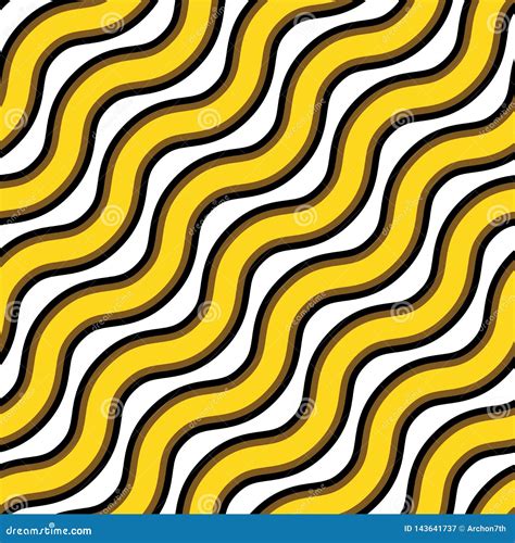 Vector Seamless Texture Repeating Pattern Of Wavy Gold And Black Lines