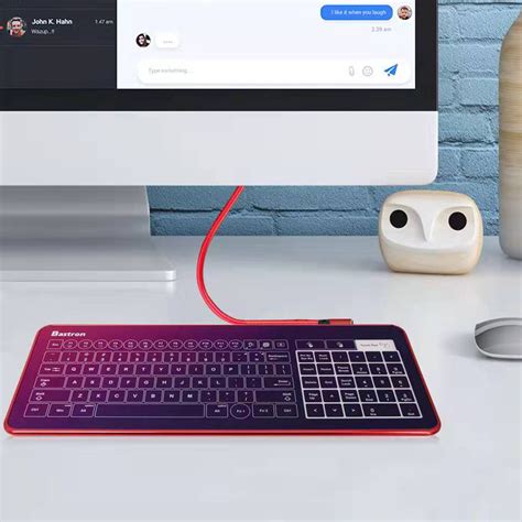 Glass Touch Smart Keyboard Wired Matte Silver Multicolor Gradient