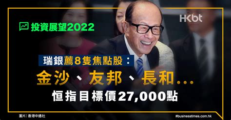 投資展望2022｜瑞銀薦8隻焦點股｜恒指目標價27000點